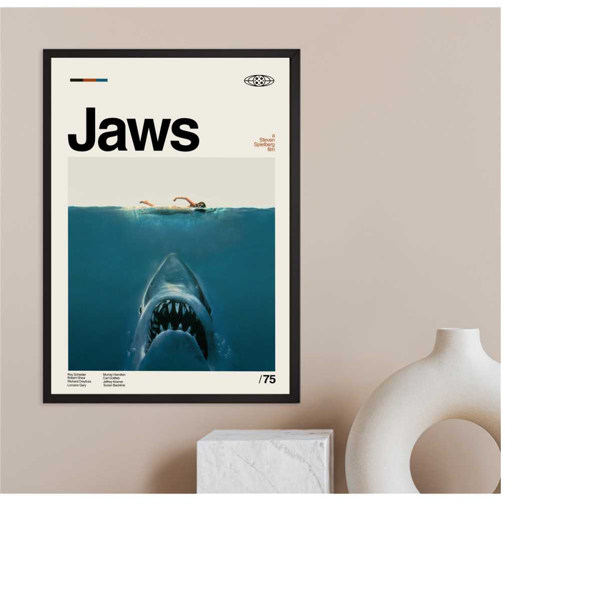 Jaws Poster, Movie poster, Retro Modern Poster, Modern Art, | Inspire ...