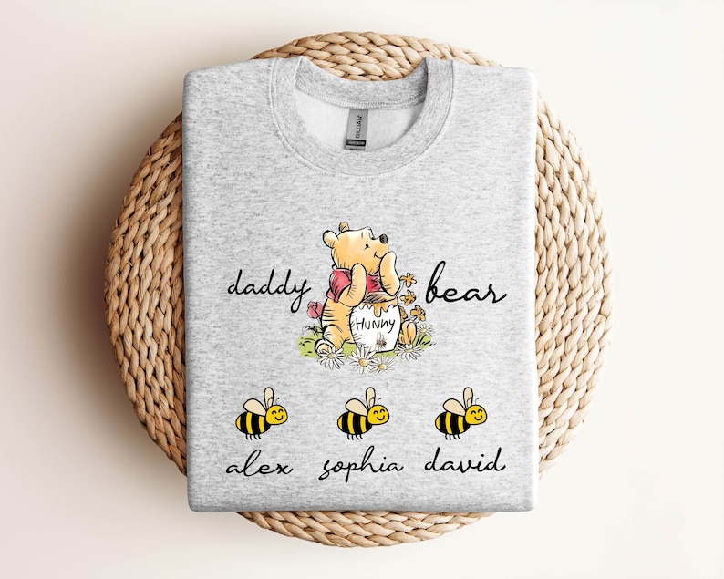 Personalized Daddy Bear Winnie With Kids Name The Pooh Sweat | Inspire ...