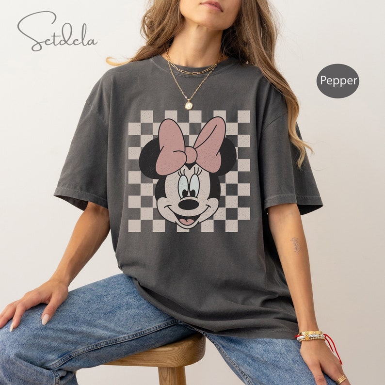 Vintage Minnie Mouse Shirt, Minnie Checkered Shirt, Checkere | Inspire ...