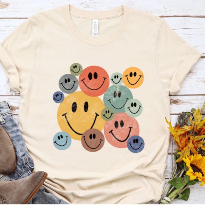 Smile Face Shirt, Retro Smile Face Tshirt, Retro Smiley Face | Inspire ...