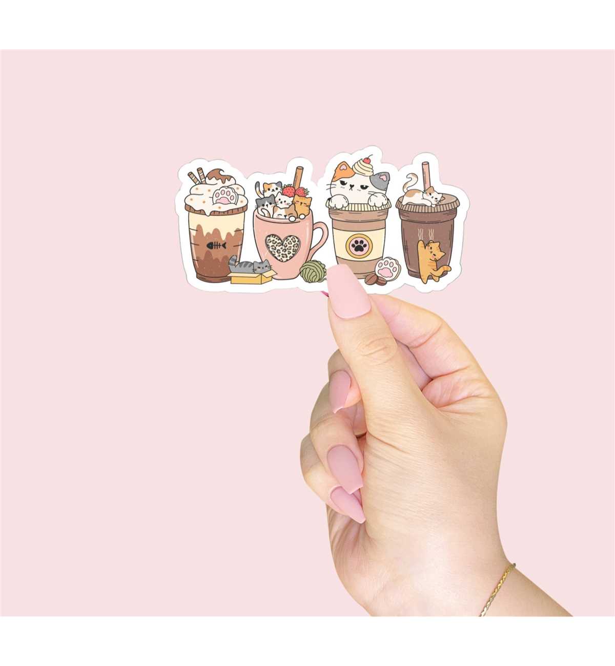 Coffee Cat Sticker, Laptop Sticker, Water Bottle Sticker, | Inspire Uplift