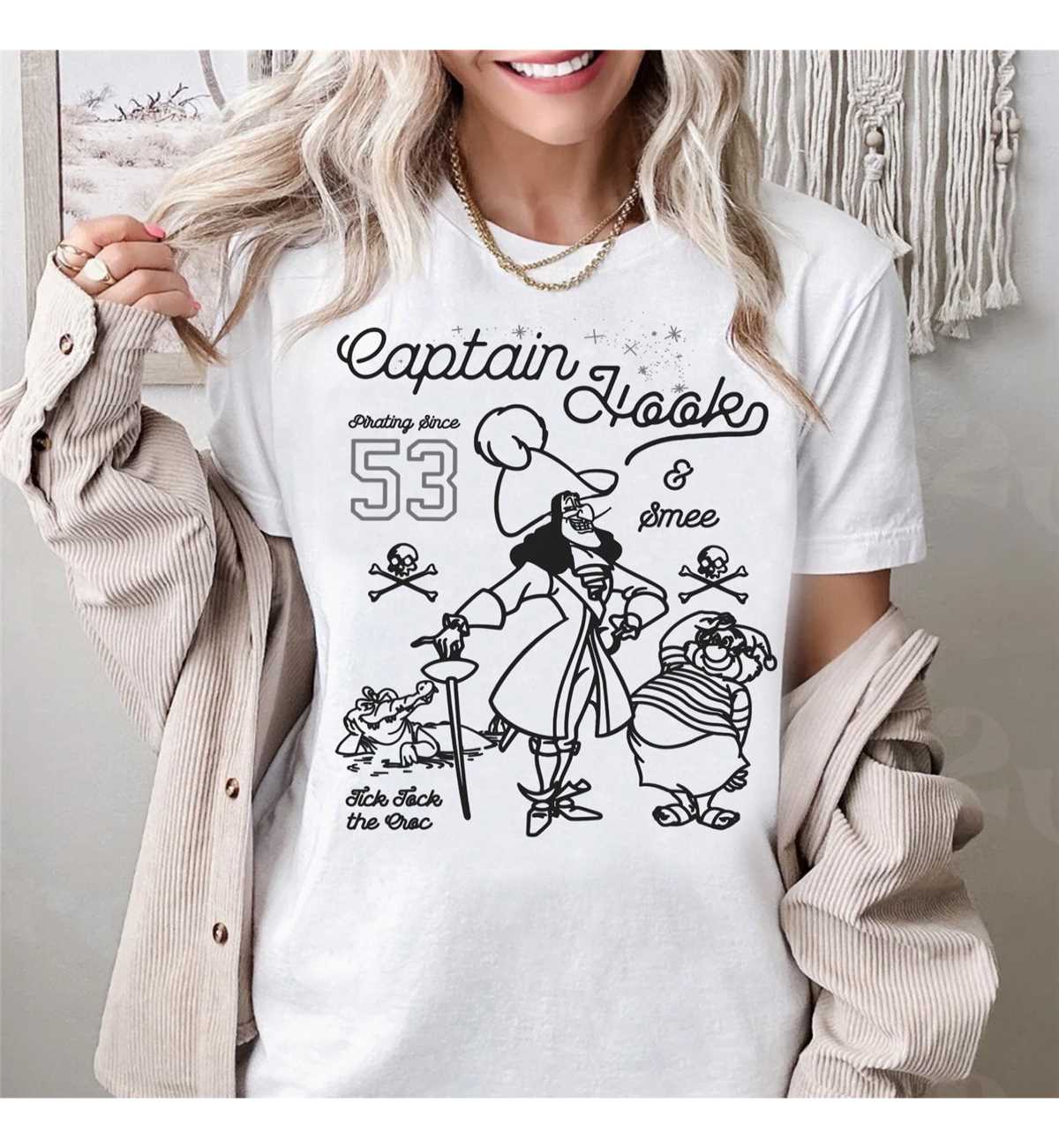 Disney Peter Pan Captain Hook And Mr. Smee Outline Sketch T- | Inspire ...