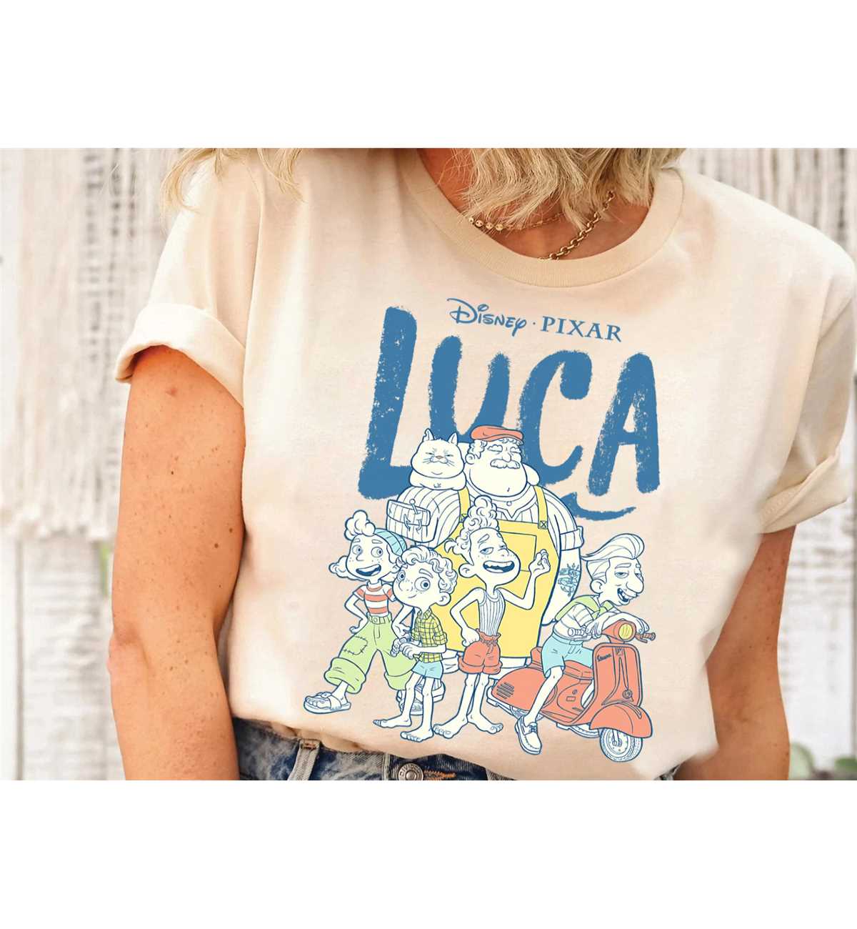 Disney Pixar Luca Group Shot Logo T-Shirt, Luca Characters T | Inspire ...