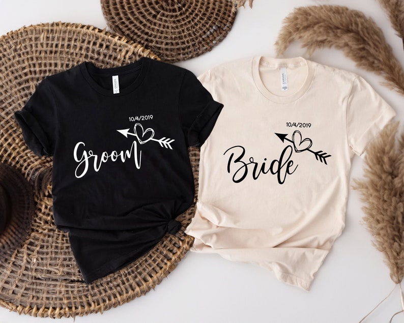 Bride Groom Tees Shirts Custom Numbers Set, Couples Shirts, | Inspire ...