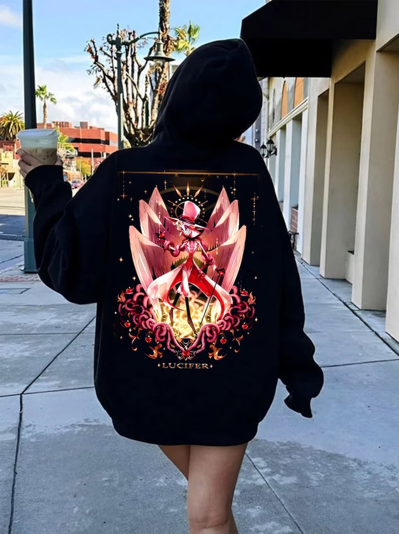 Lucifer Morningstar Characters Hoodie, Lucifer Hazbin Hotel | Inspire ...