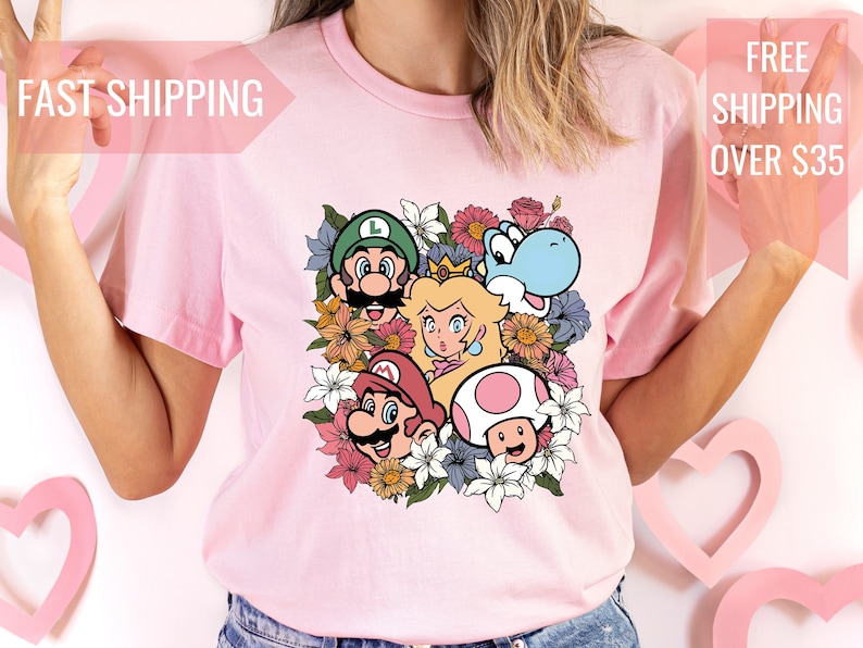 Vintage-inspired Return To Mario Floral Shirt - Stylish and - Inspire ...