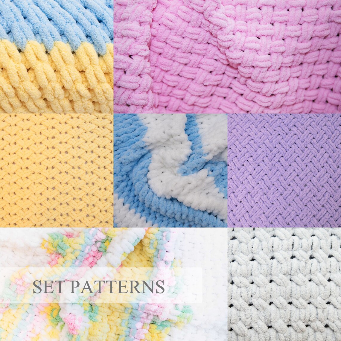 SET 7 Beginners Loop Yarn Blanket Pattern PDF, Alize Puffy B | Inspire ...
