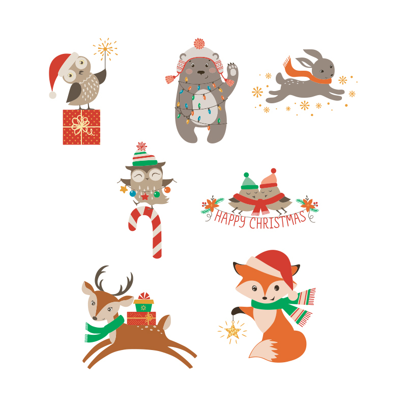 Set of cute Christmas bundle Svg, Elements with woodland ani | Inspire ...