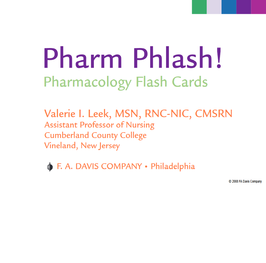 Pharm Phlash! Pharmacology Flash Cards First Edition by Vale - Inspire ...
