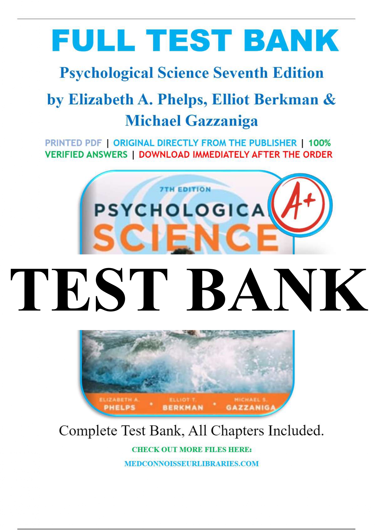 Psychological Science 7th Edition by Elizabeth A. Phelps Tes | Inspire ...
