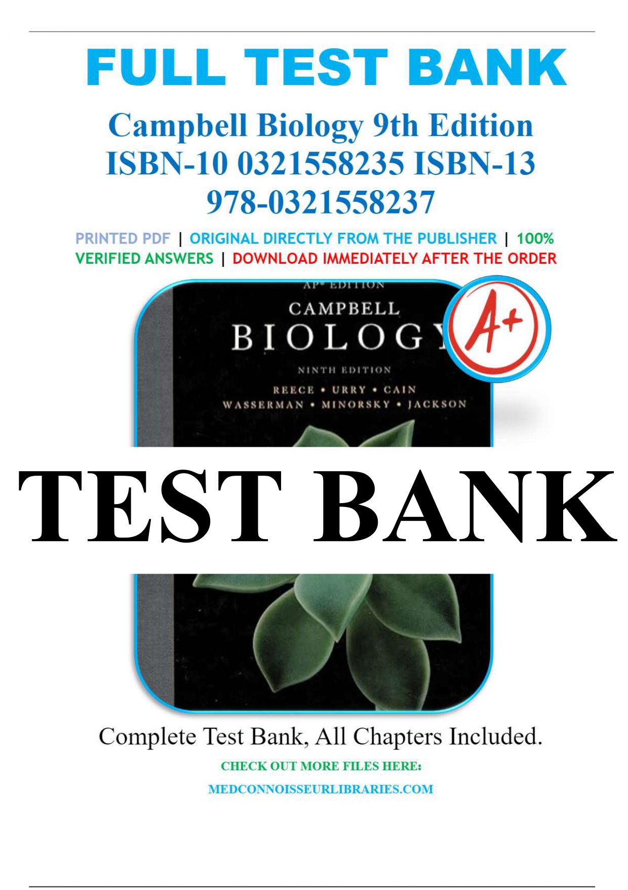 Campbell Biology 9th Edition By Jane B. Reece Test Bank | Inspire Uplift