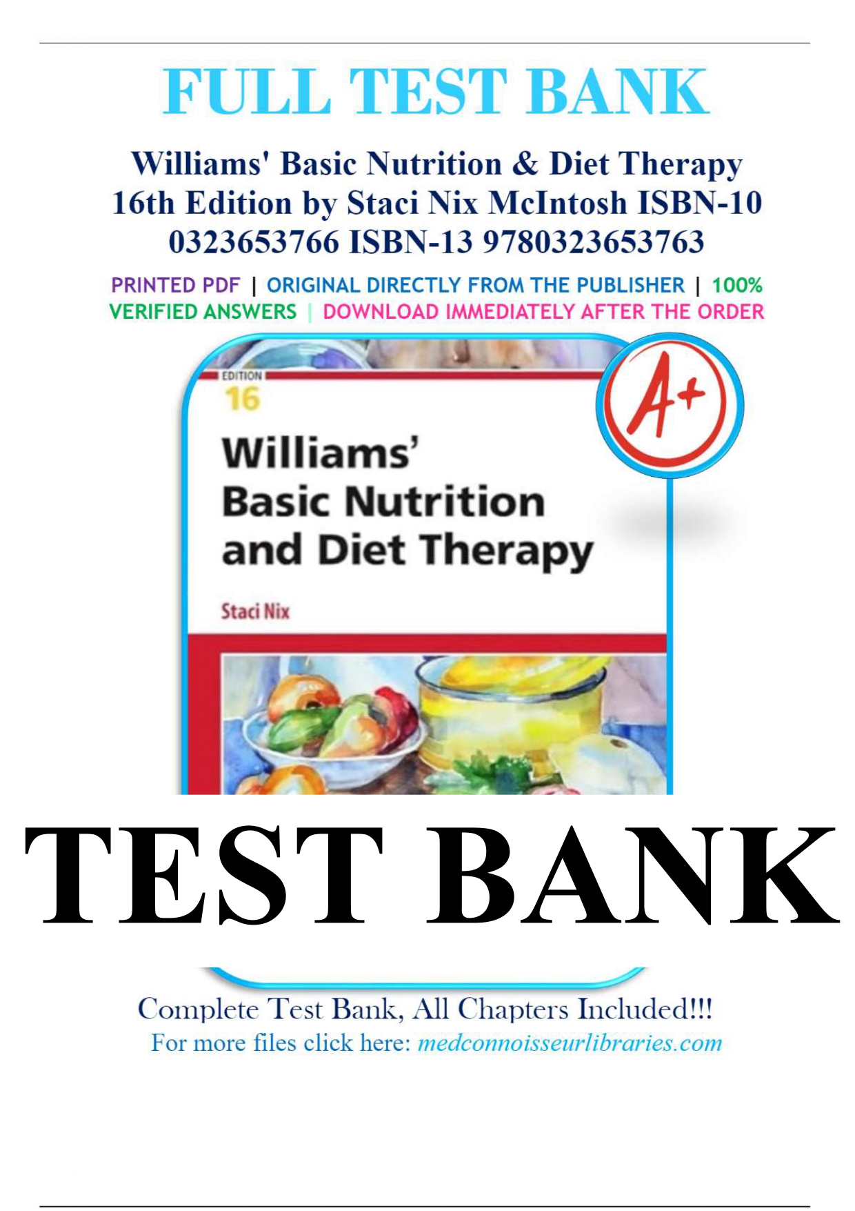 Williams' Basic Nutrition & Diet Therapy 16th Edition by Sta | Inspire ...