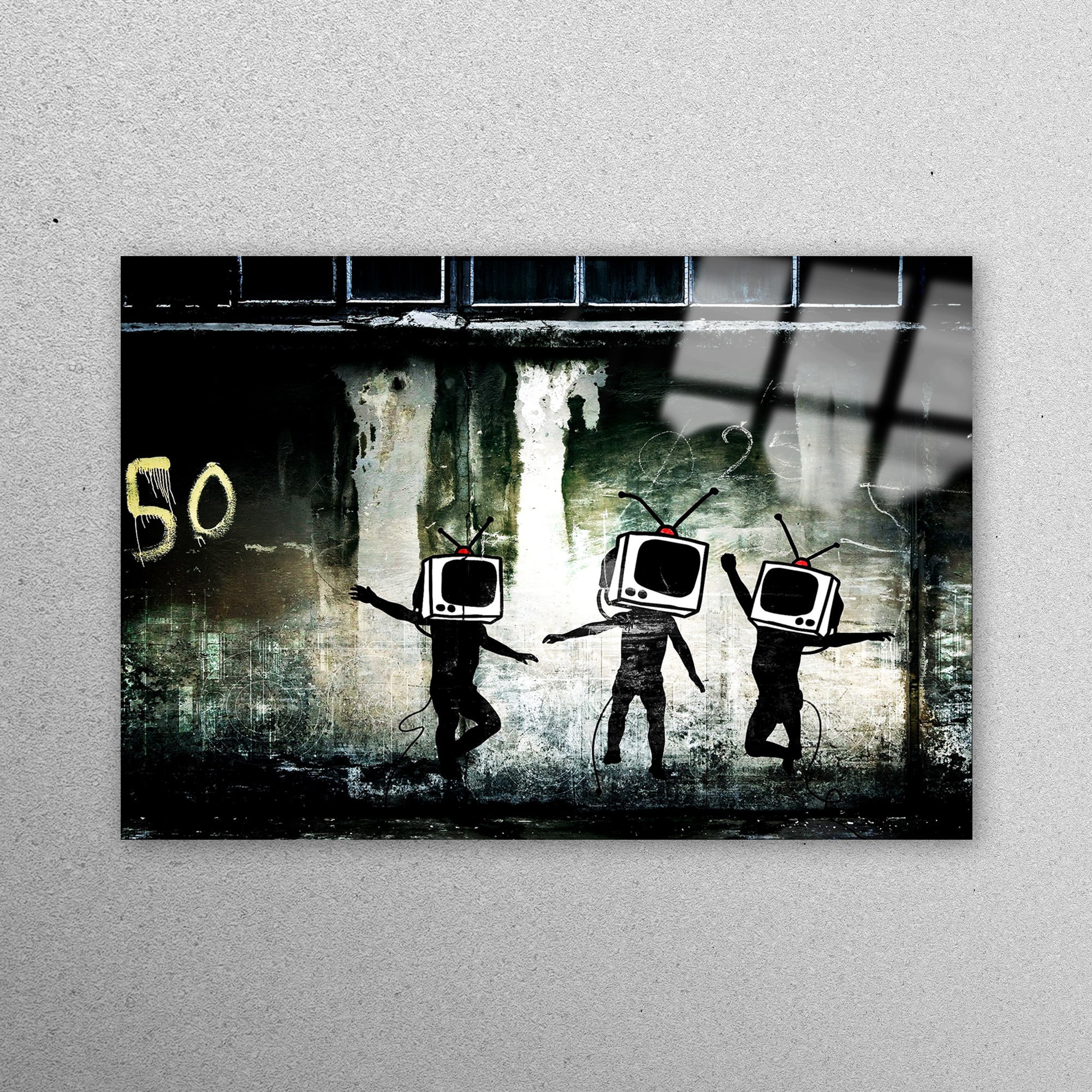 Glass Wall Decor, Glass Art, Glass Wall Art, Banksy Dancing | Inspire ...