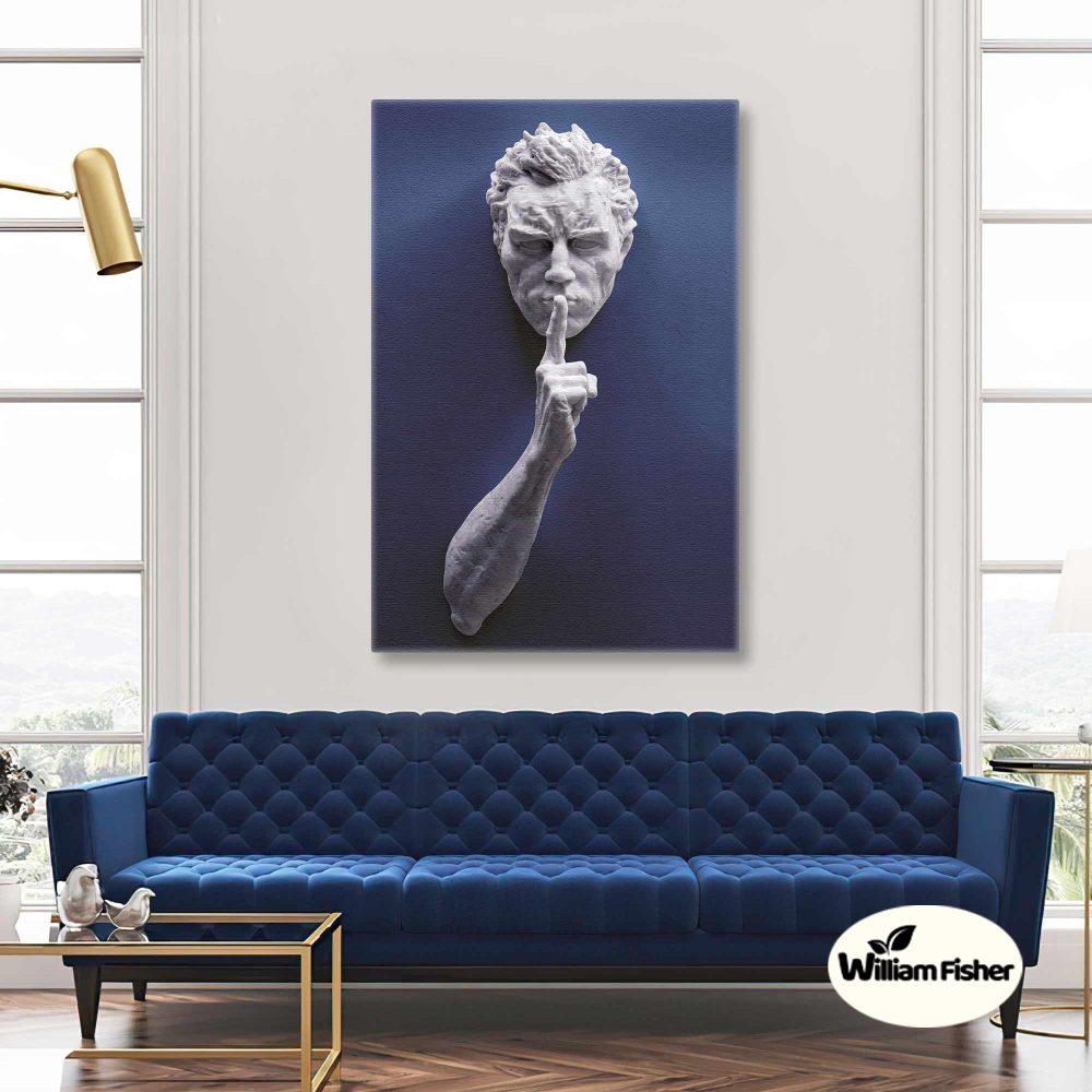 Silence Statue Wall Art, Modern Room Wall Art, Blue Living R | Inspire ...