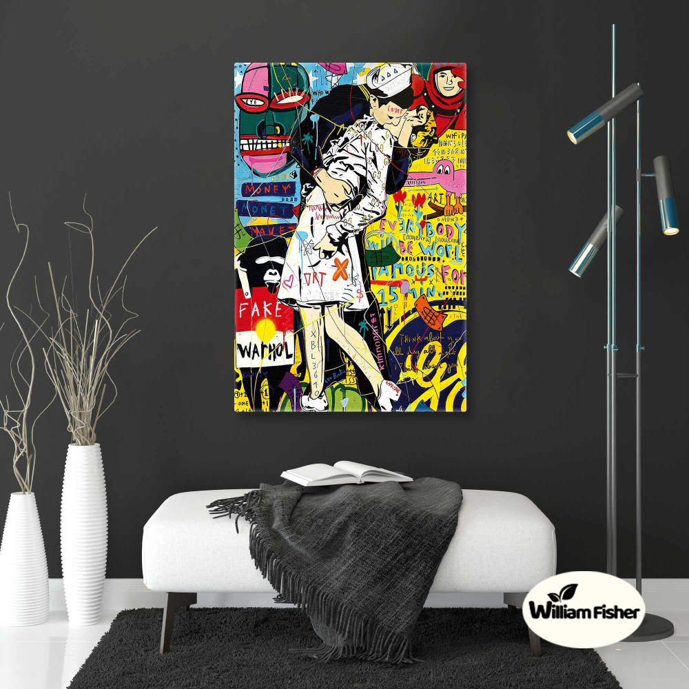The Sailor And His Lover Kiss Goodbye Graffiti Roll Up Canva | Inspire Uplift