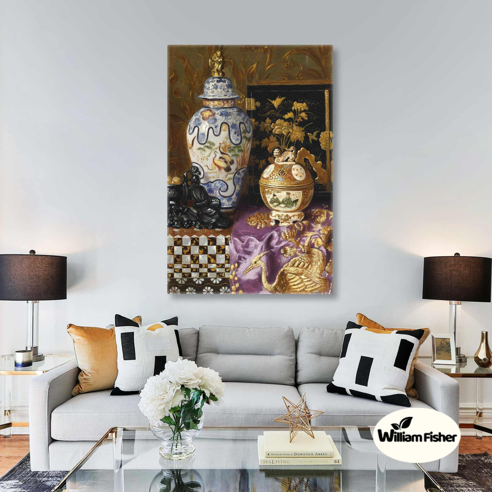 Tile Vase Wall Art, Nostalgic Wall Decor, Living Room Canvas - Inspire ...