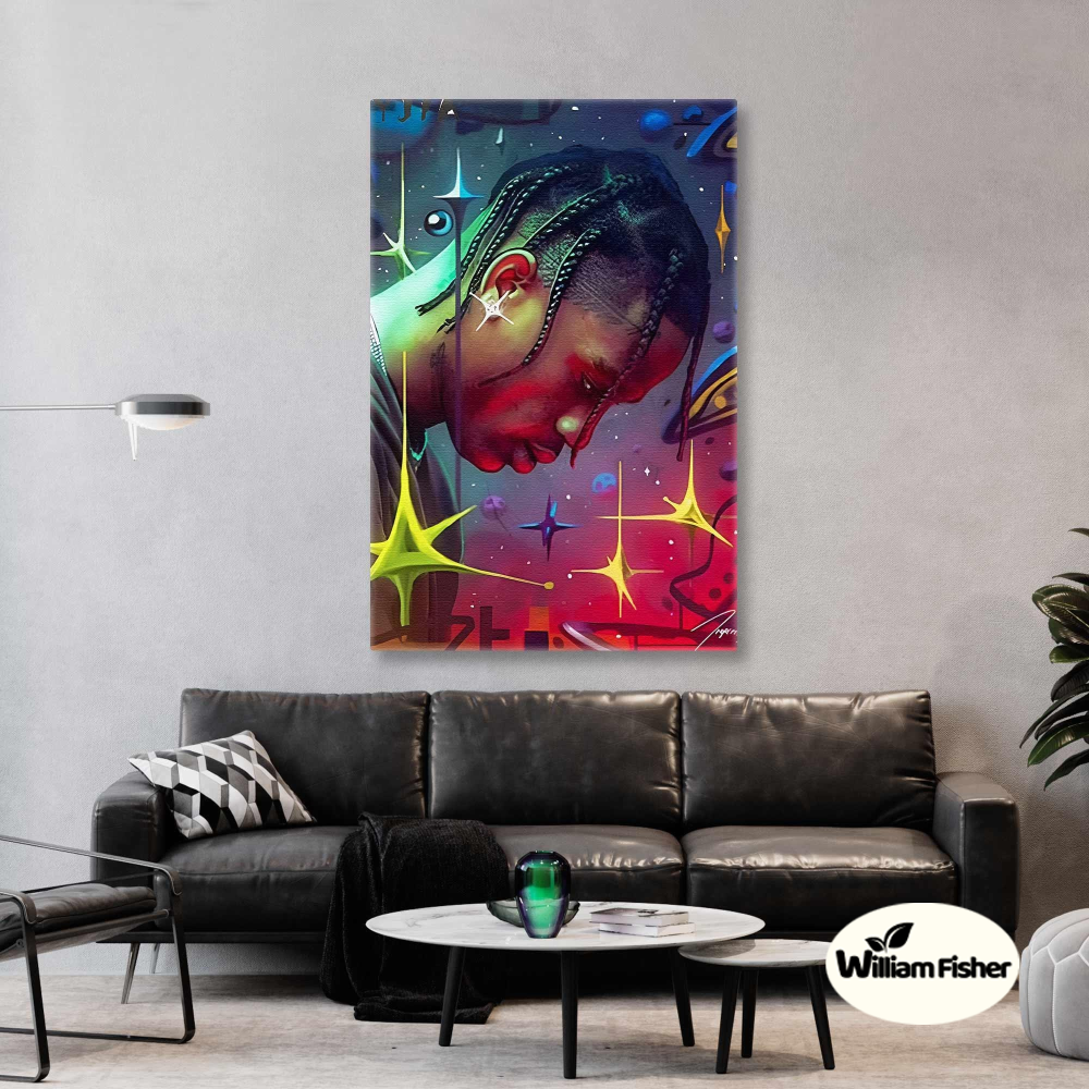 Travis Scott Stars And Galaxy Illustration Roll Up Canvas, S | Inspire ...