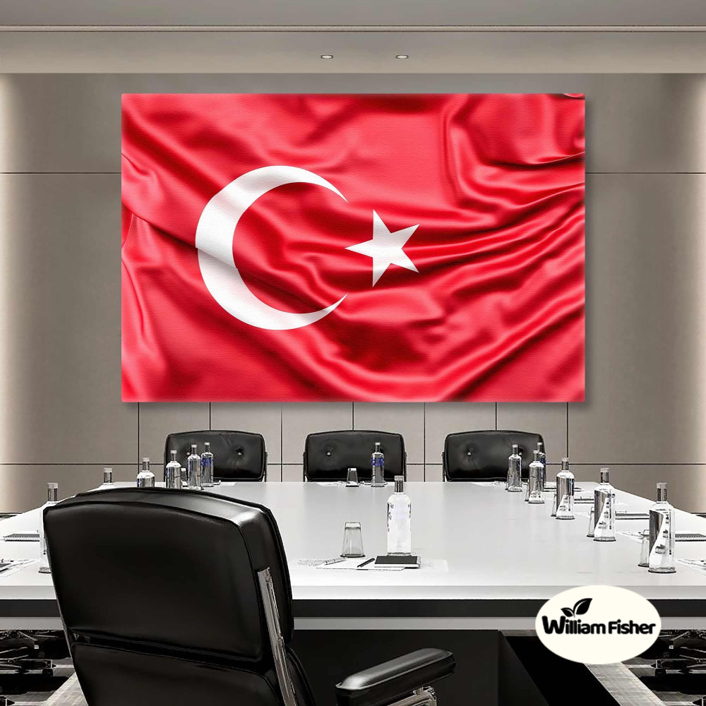 Waving Turkish Flag Noble Flag Crescent Star Roll Up Canvas, | Inspire ...