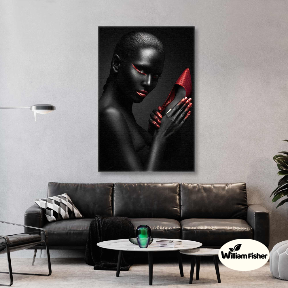Woman Wall Art, Metallic Red Shoes Canvas Art, Shoe Shop Wal - Inspire ...