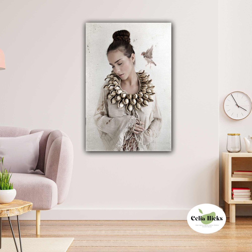 Woman With Shell Necklace Model Woman Roll Up Canvas, Stretc | Inspire ...