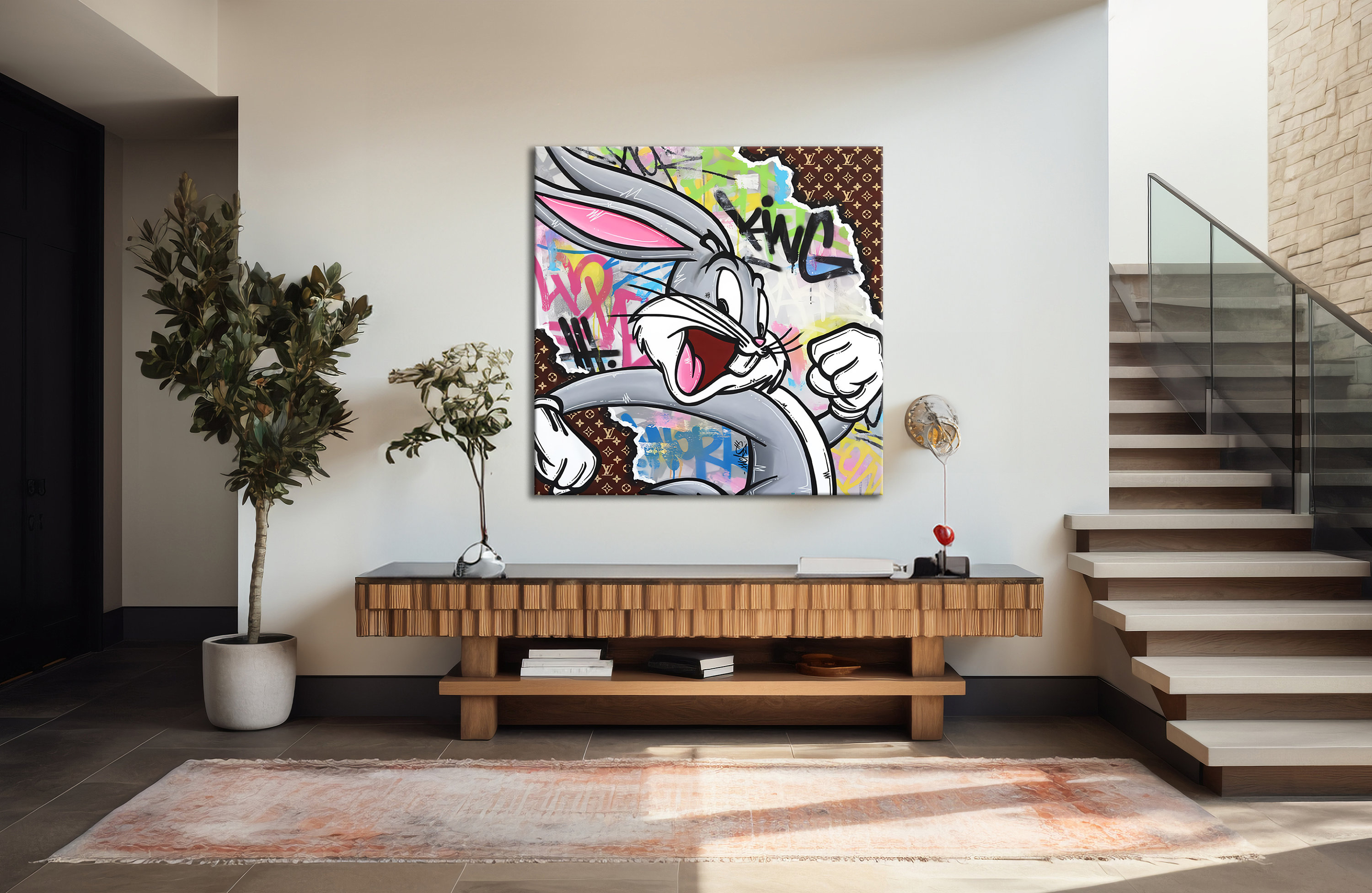 Bugs Bunny Pop Art Canvas Wall Art, Graffiti Looney Tunes Bu | Inspire ...