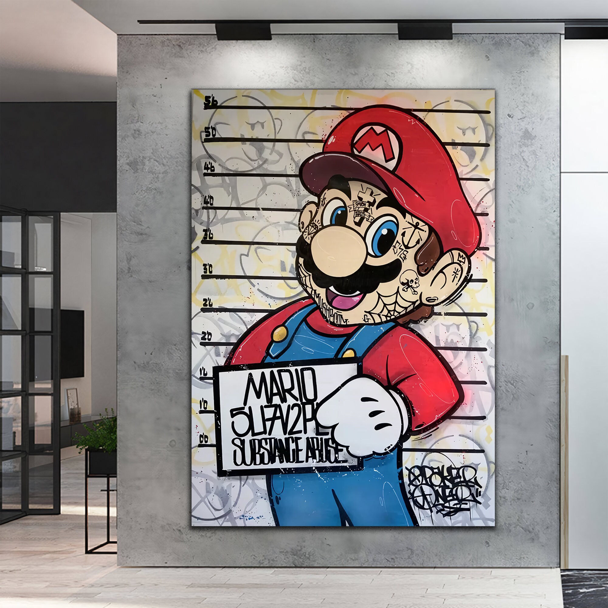 Criminal Mario Graffiti Pop Art Canvas, Banksy Style Pop Art | Inspire ...