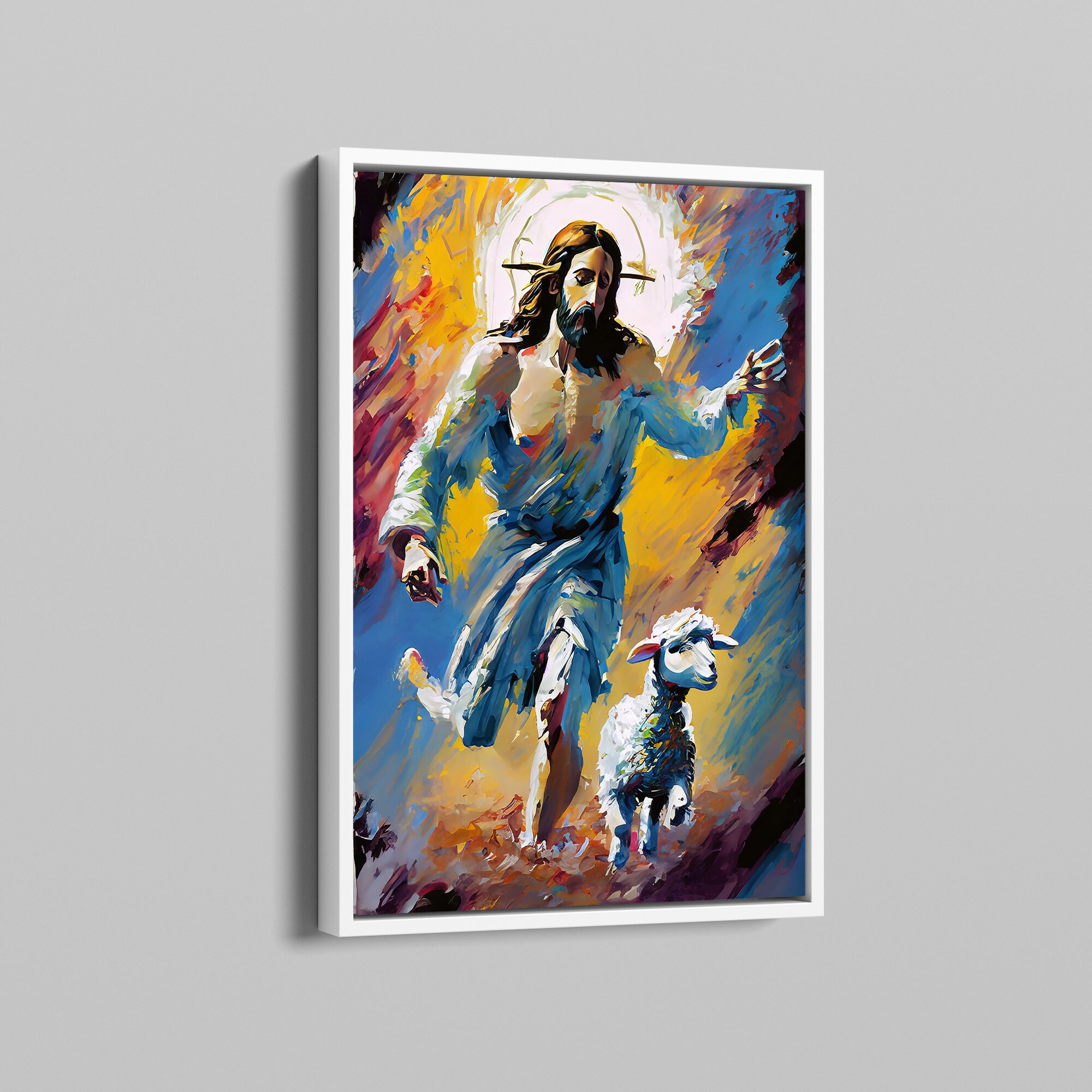 Jesus And Lamb No Words Abstract Painting Print, Faith Canva | Inspire ...