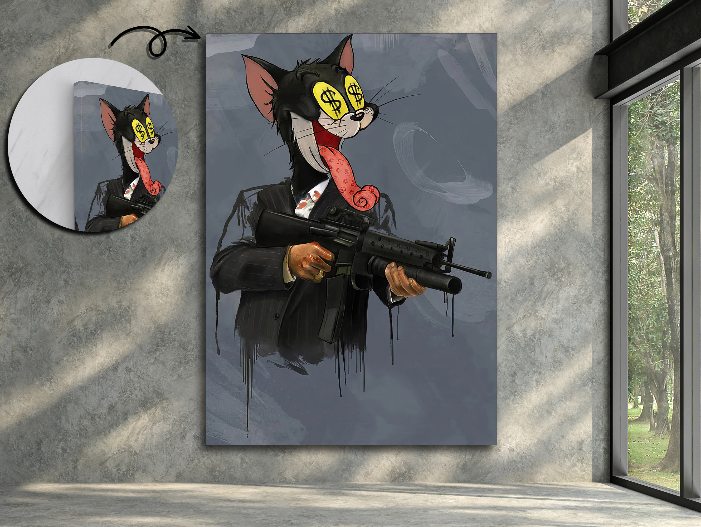 Pop Art Gangster Cat, Cartoon Cat Wall Art, Banksy Cat, Bank | Inspire ...
