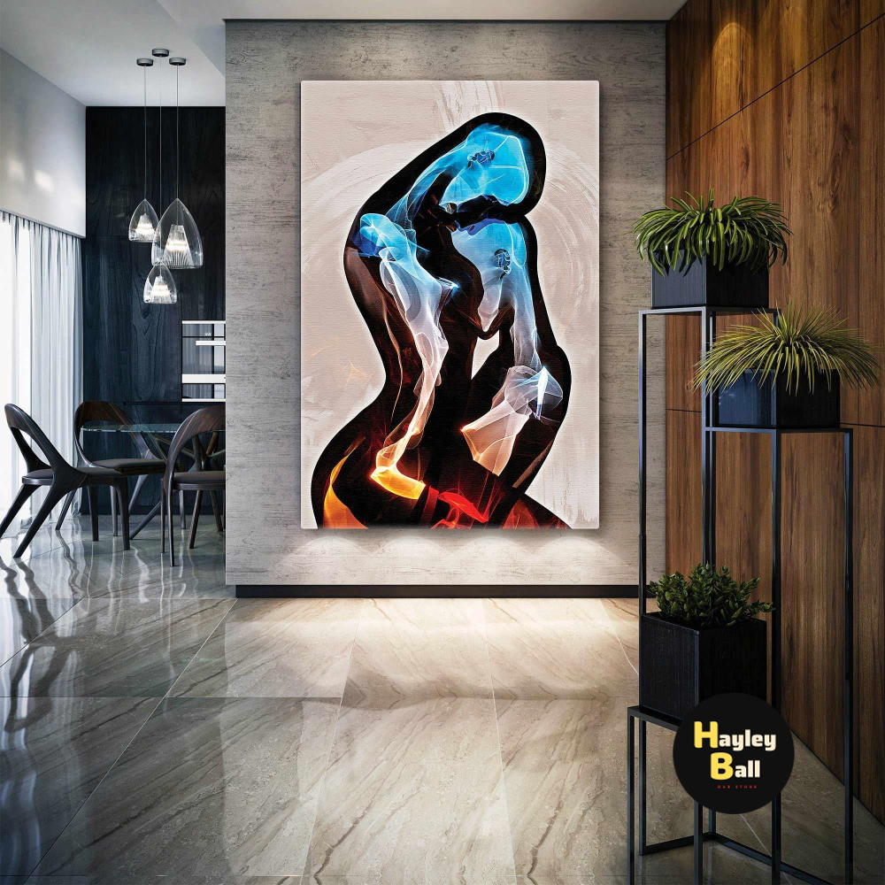 Love Wall Art, Hugging Lover Wall Decor, Abstract Canvas Art | Inspire ...