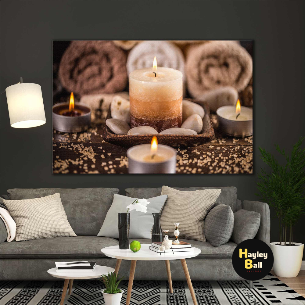 Macro Shot Burning Candles Decoration Modern Roll Up Canvas, | Inspire ...