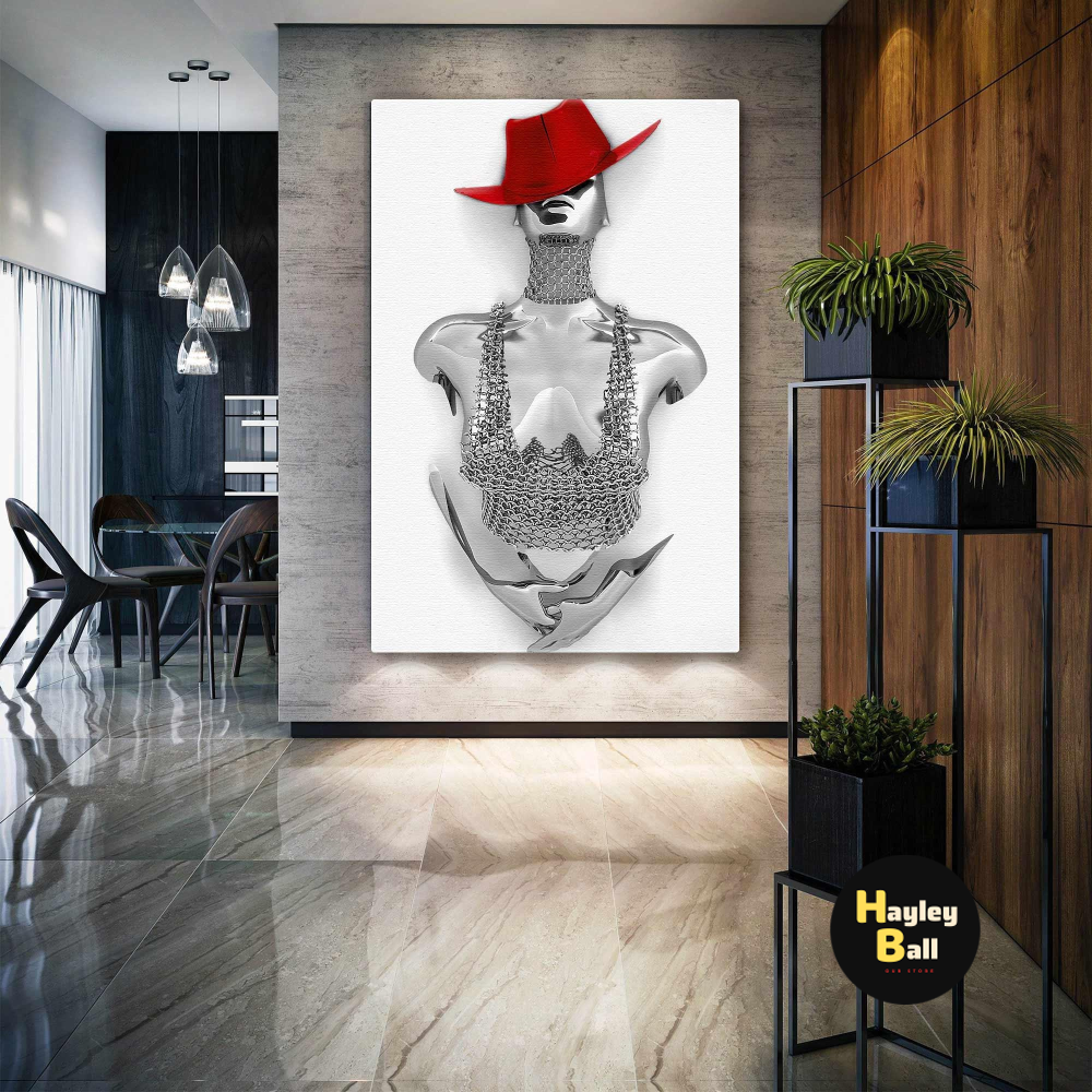 Metal Statue With Red Sombrero Roll Up Canvas, Stretched Can | Inspire ...