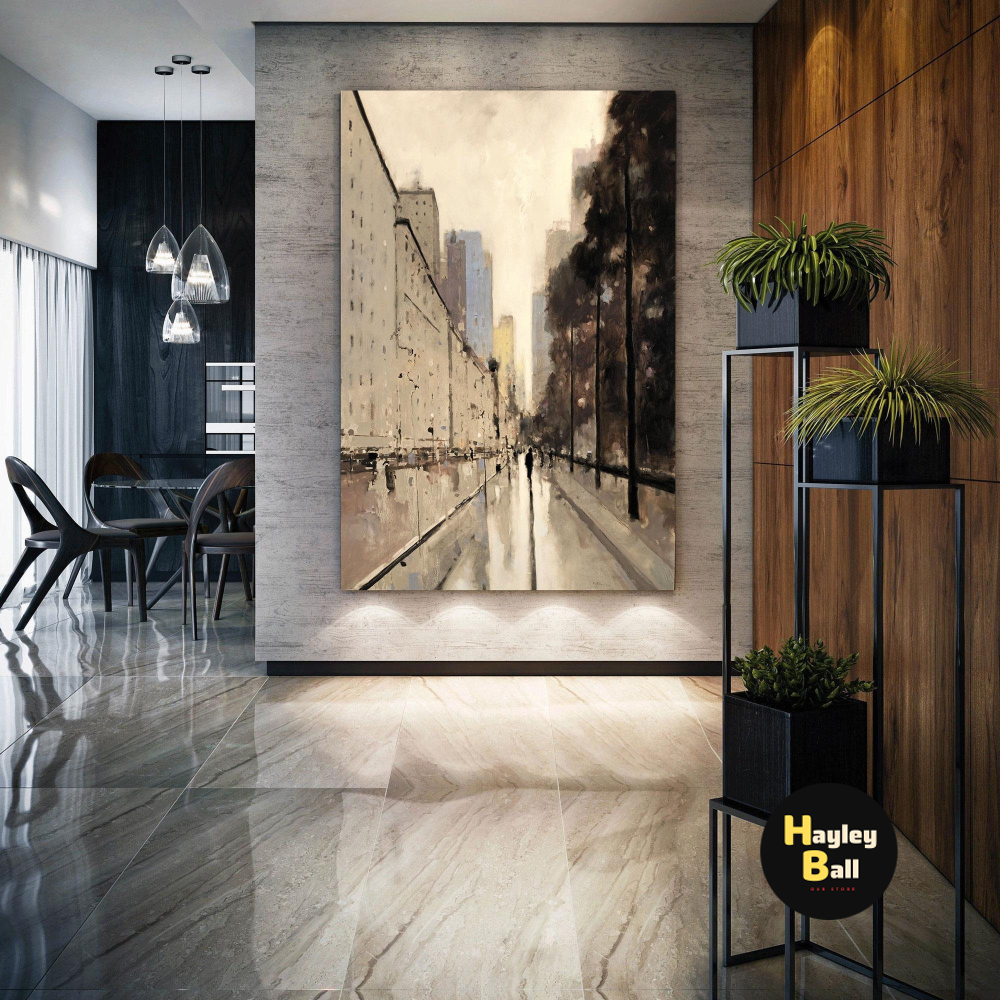 Nostalgia City Wall Art, People Walking Street Reflection Ca | Inspire ...