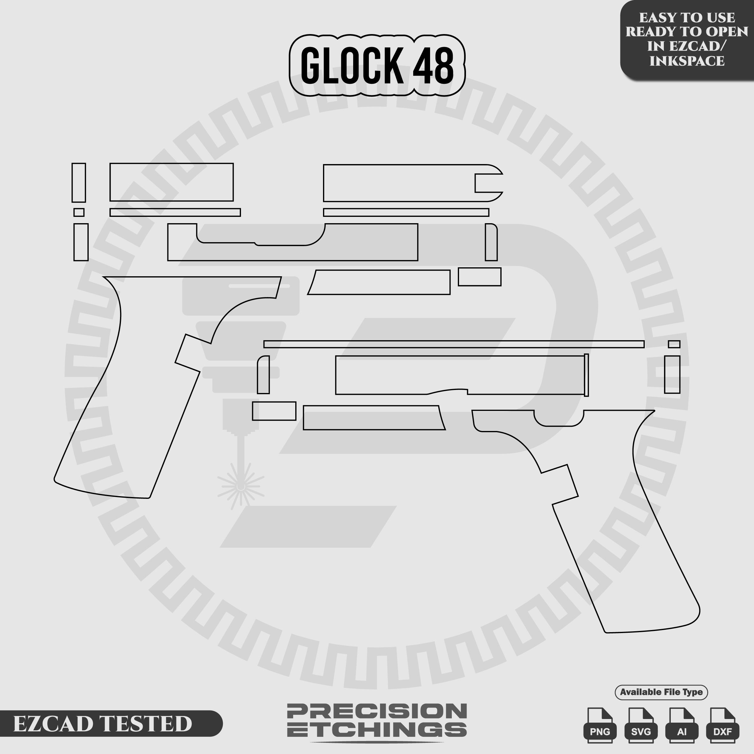 GLOCK48 Outline/Template For laser engraving and Marking Ful | Inspire ...