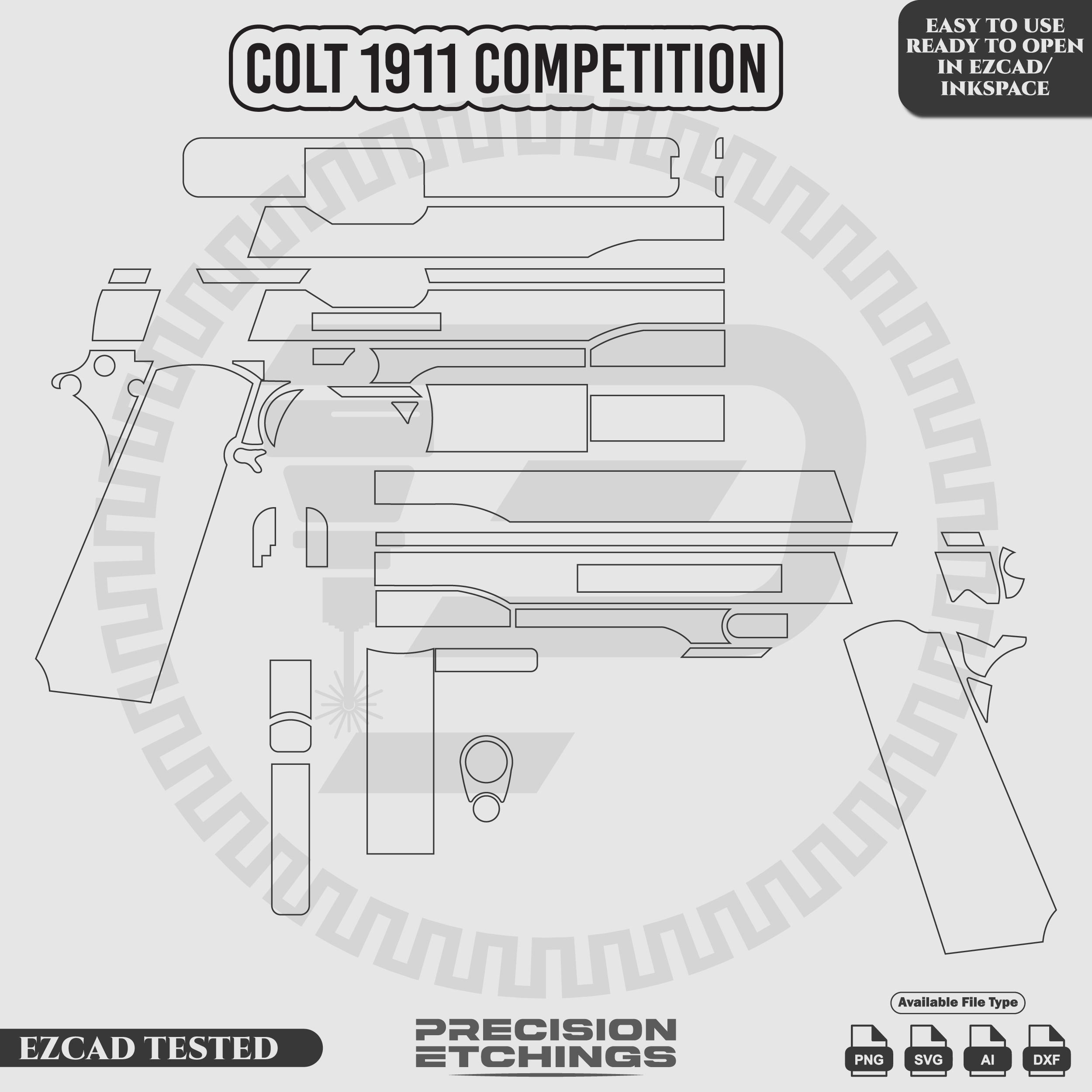 Colt 1911 Competition Outline/Template For laser engraving a | Inspire ...