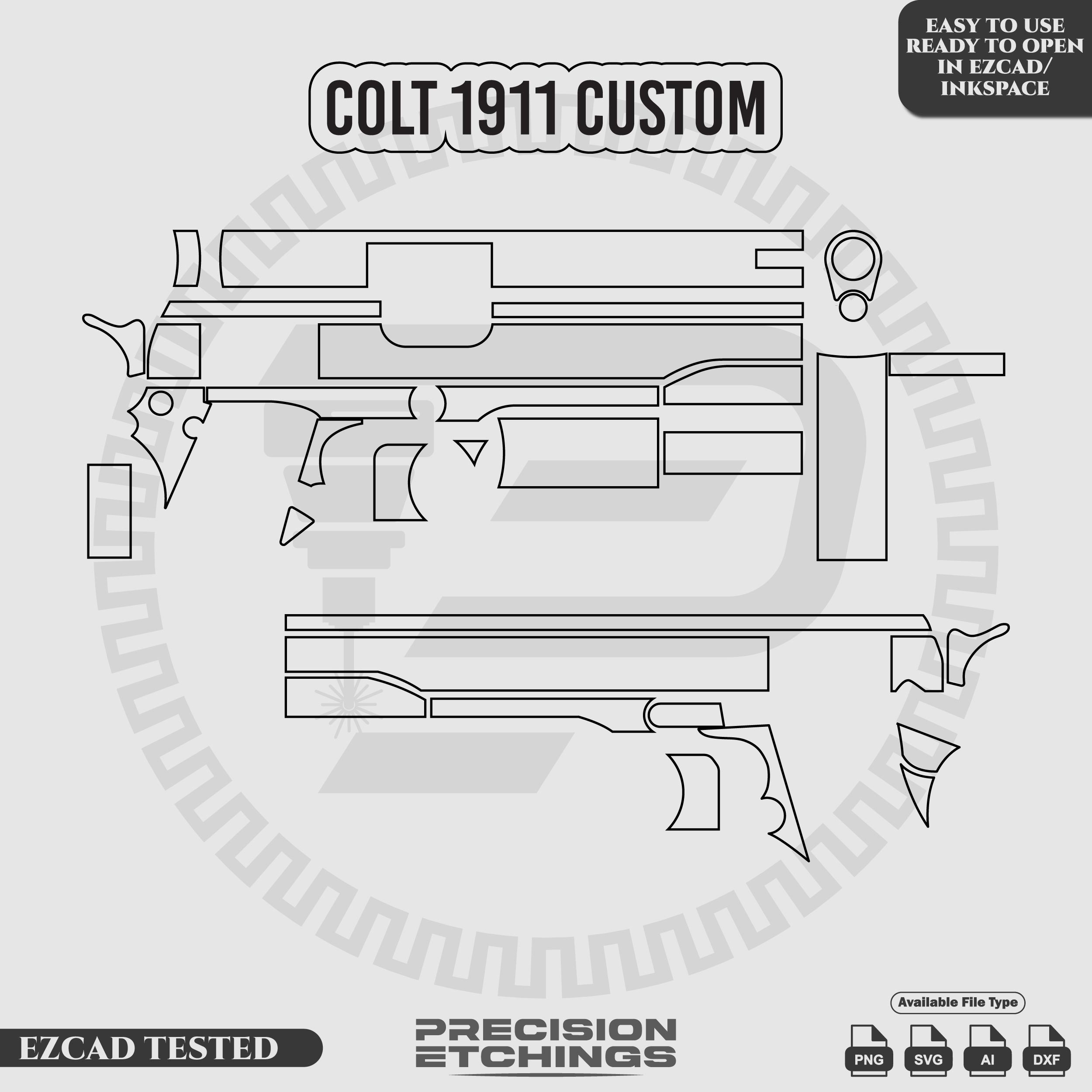 Colt 1911 Custom Outline/Template For laser engraving and Ma | Inspire ...