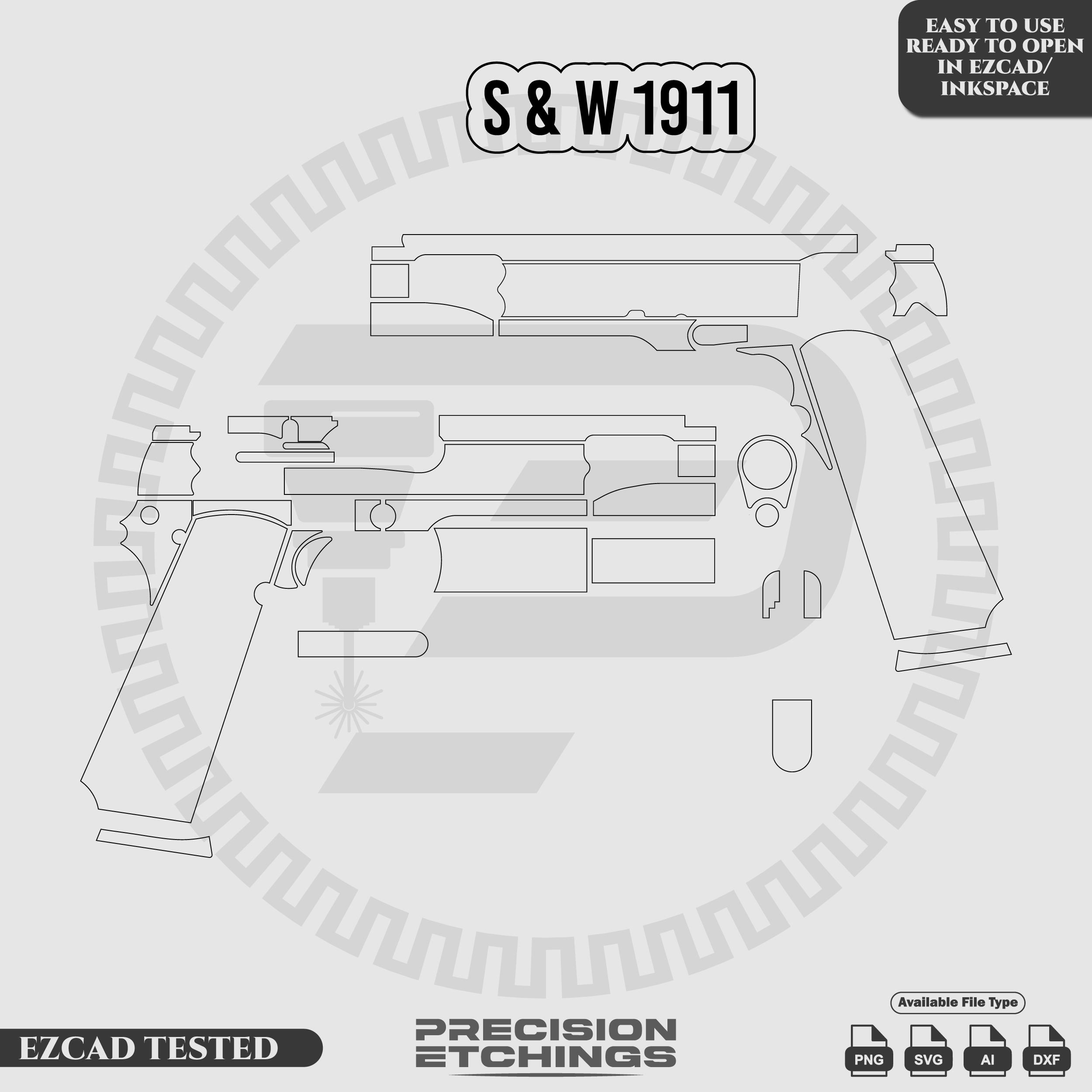 S&W 1911 Outline/Template For laser engraving and Marking Fu | Inspire ...