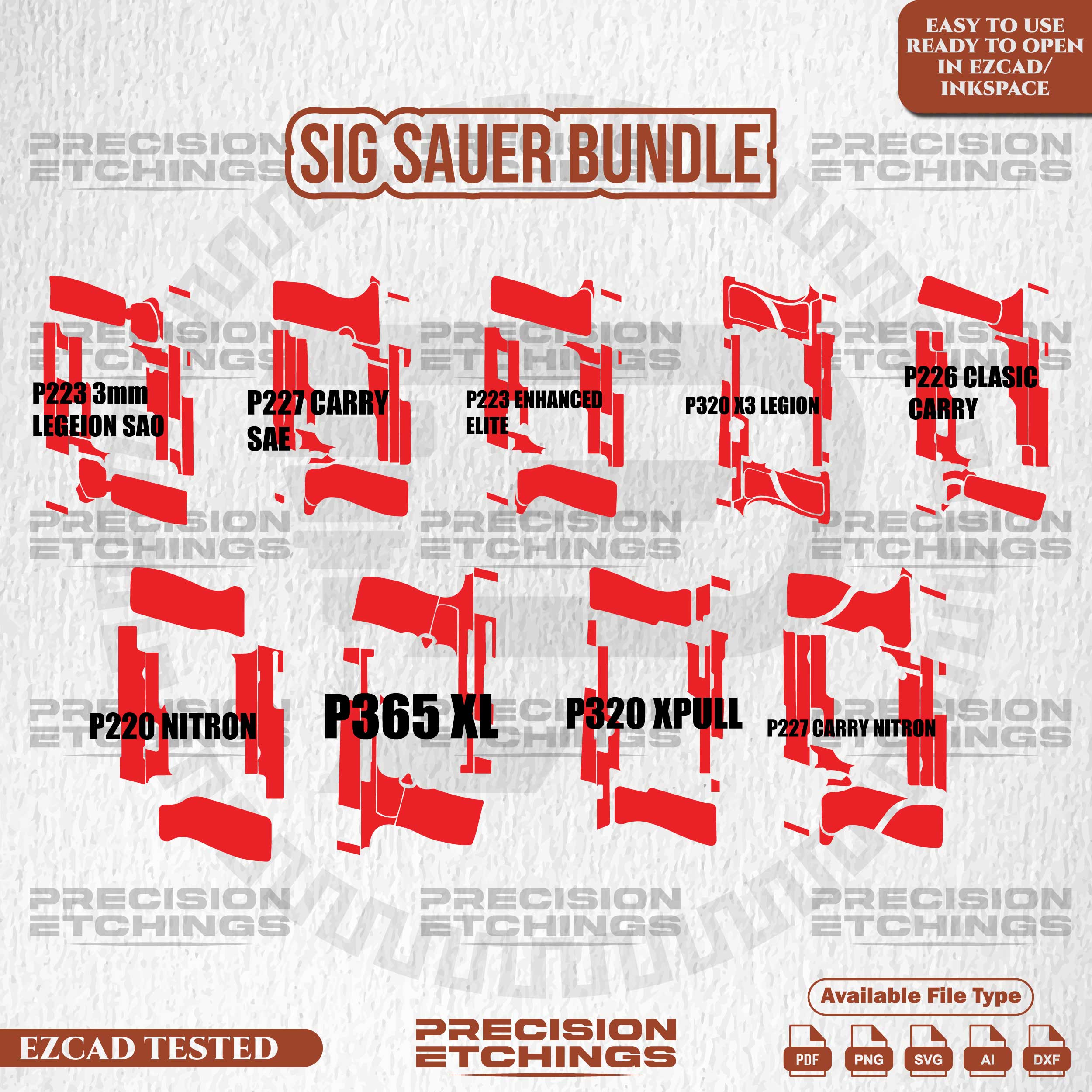 SIG SAUER3 Outline/Template For laser engraving and Marking | Inspire ...