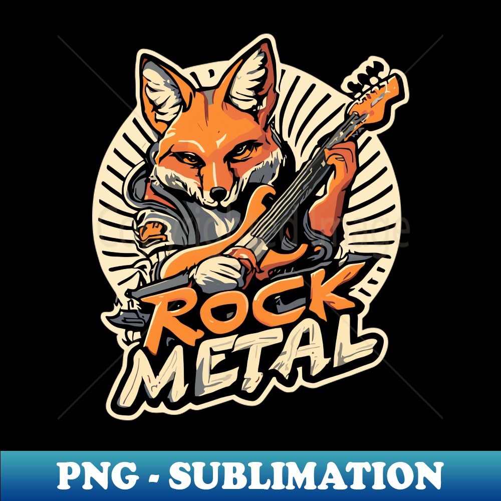 metal rocker fox playing guitar - Sublimation-Ready PNG File | Inspire ...