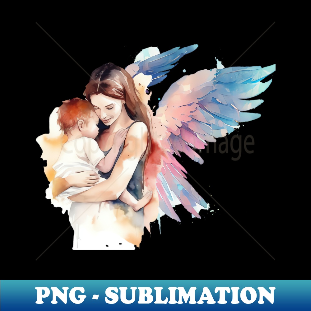 Angel Mother with Kid watercolor - PNG Transparent Sublimati | Inspire Uplift