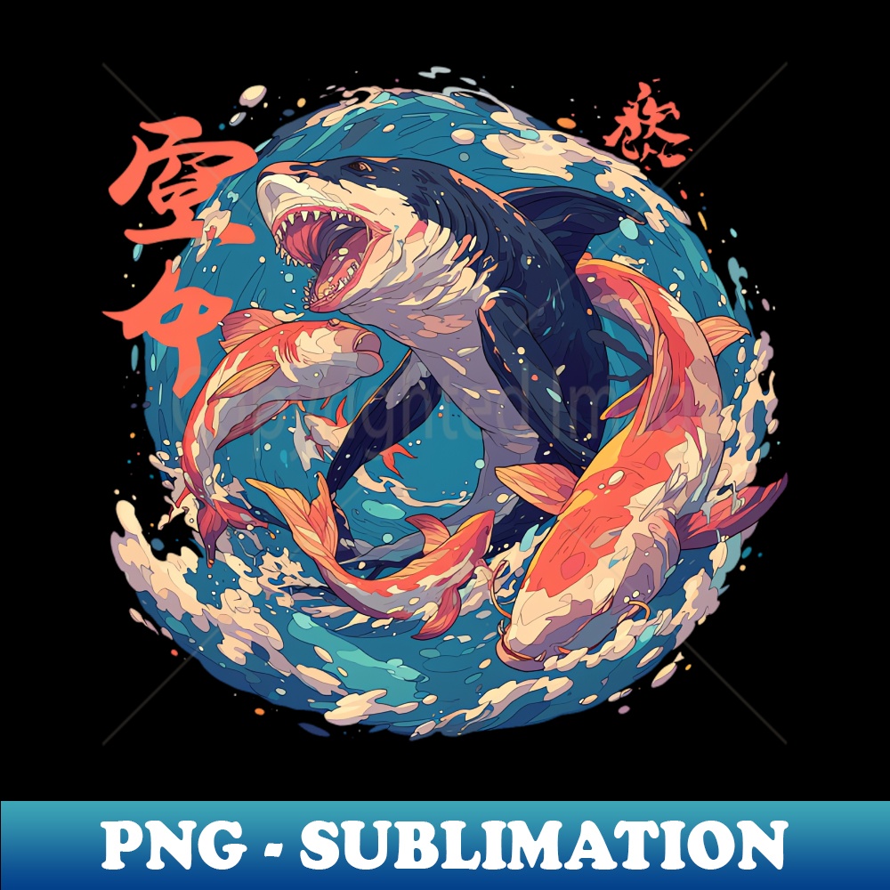 shark and koi fish - Special Edition Sublimation PNG File | Inspire Uplift