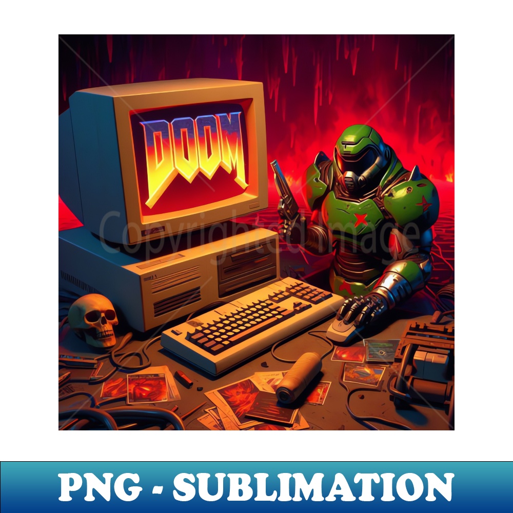 Mini Doom Guy PC - Unique Sublimation PNG Download | Inspire Uplift