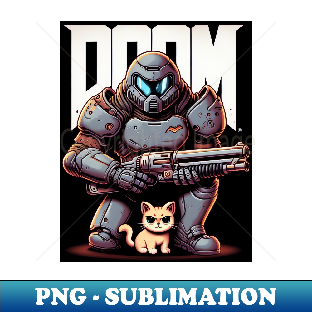 Doom Guy with a Kitty friend. - PNG Transparent Sublimation | Inspire ...