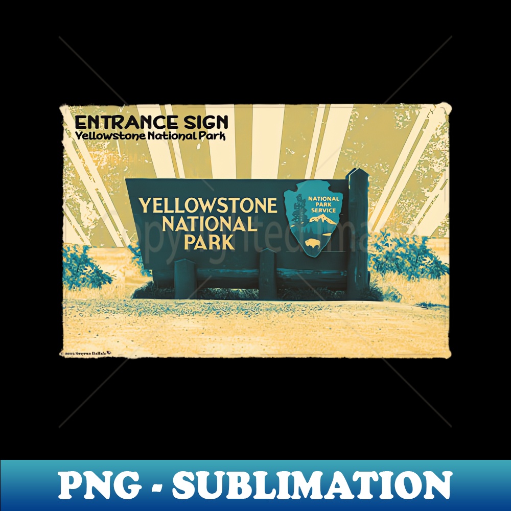 Yellowstone National Park Entrance Sign in yellow-green - Su - Inspire ...
