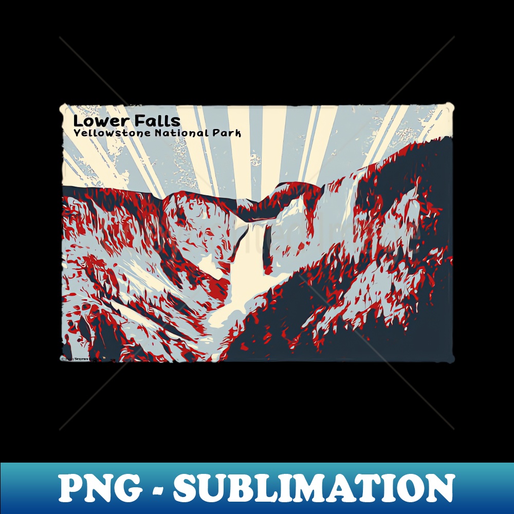 Retro Lower Falls in Yellowstone National Park in red and gr | Inspire Uplift