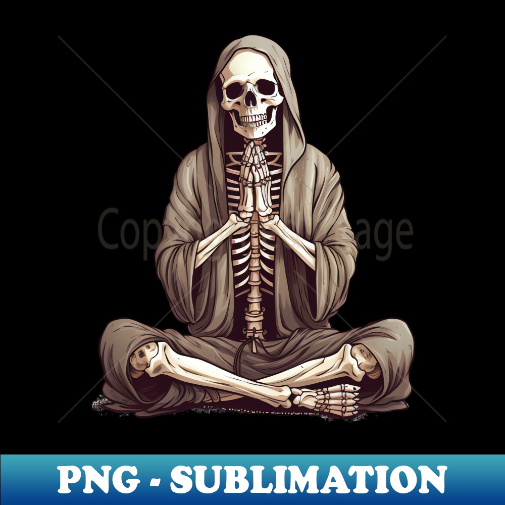 Skeleton in a meditating pose Digital art Halloween decorati | Inspire ...