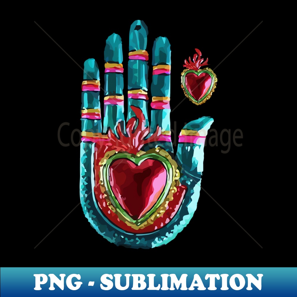 Tin hand mexican metal folk art and crafts sacred heart orna | Inspire ...