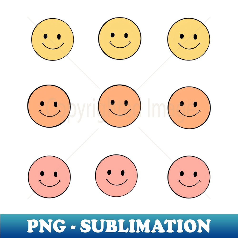 Pastel Smiley Faces Pink Orange Yellow - Premium Sublimation | Inspire ...