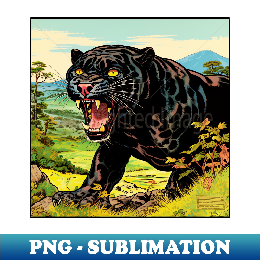 Wild Black Panther Cartoon Vintage Comics Style Drawing - Ex | Inspire ...