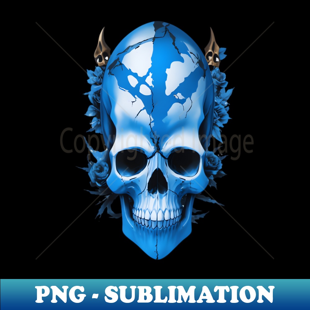 Blue paint color skull - PNG Transparent Sublimation Design | Inspire ...