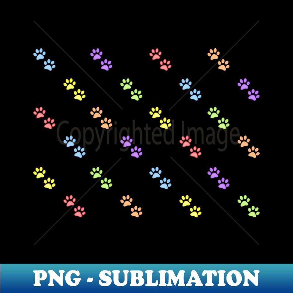 Mini Pastel Rainbow Paw Prints - Trendy Sublimation Digital | Inspire ...